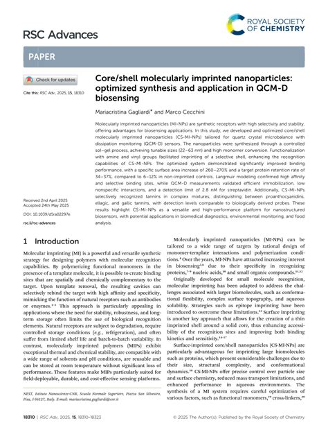 Pdf Core Shell Molecularly Imprinted Nanoparticles Optimized