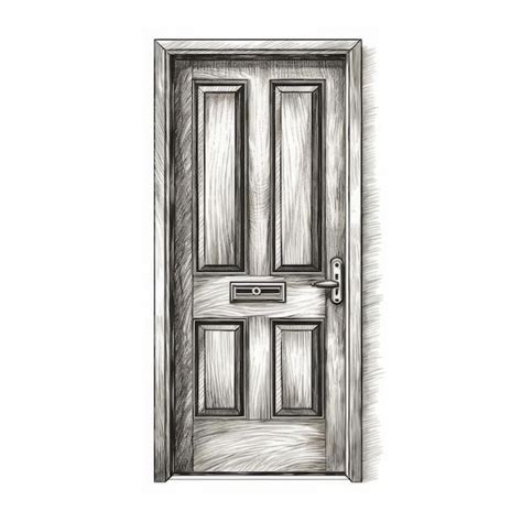 Premium Photo Symbolism Retro Door Drawing Isolated On White Background