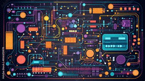 Microcontroller Crafts Flat Design Top View Creative Circuits Theme