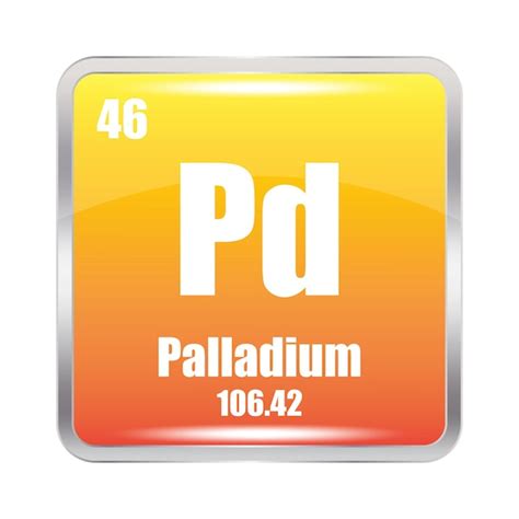 Premium Vector Palladium Icon Pd Chemical Element Atomic Number 46 Mass 10642 Orange Square
