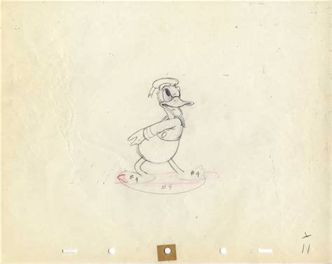 Original Production Drawing Of Donald Duck From Orphans Picnic 1936