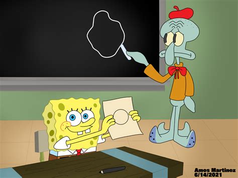 Spongebob And Squidward At Art Class By Artisticamos On Deviantart