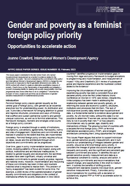 Gender And Poverty As A Feminist Foreign Policy Priority Affpc