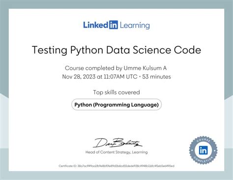 Just Finished The Course Testing Python Data Science Code” By Miki