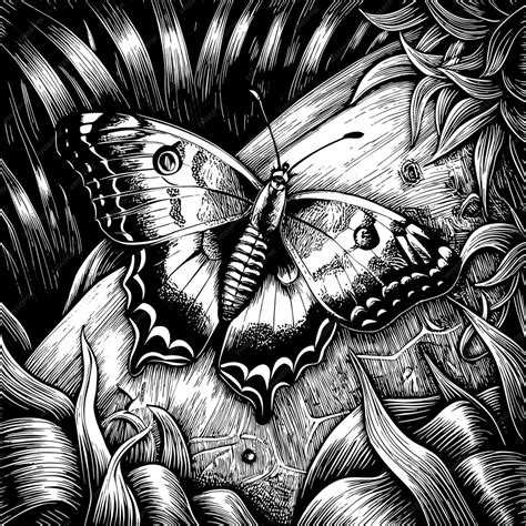 Um Desenho De Uma Borboleta Com Uma Borbolita No Topo Vetor Premium