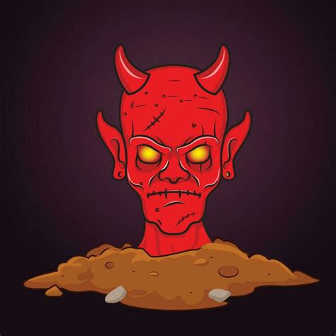 Scary Red Daemon Face Vector Illustration 33903595 Vector Art At Vecteezy