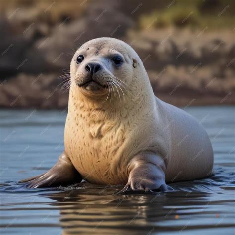 Premium Photo A Seal Is In The Water With The Sun Shining On Its Face