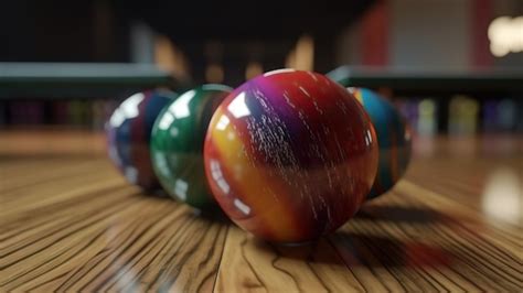 Premium Photo A Row Of Bowling Balls On A Table