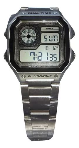 Relógio Digital Prata Prova Dágua 50m Cronômetro Data Alarme Mercadolivre