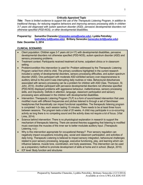 Critically Appraised Topic Template