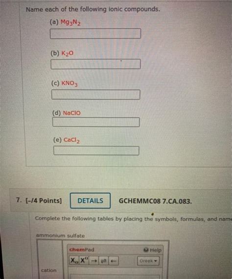 Solved Name Each Of The Following Ionic Compounds A Mg3n2