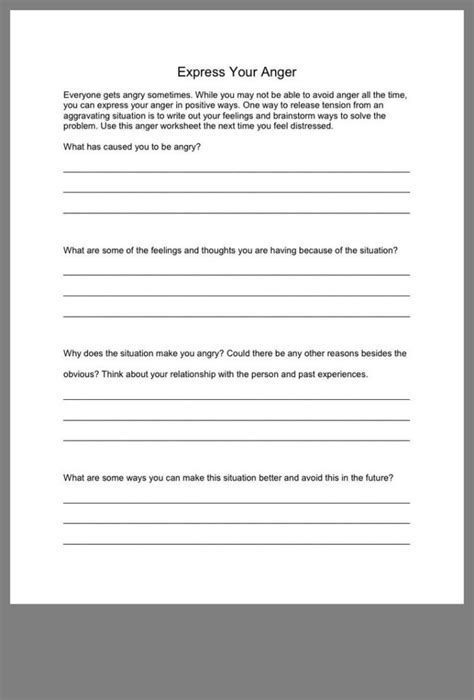 Printable Anger Management Exercises For Adults Printable Worksheets