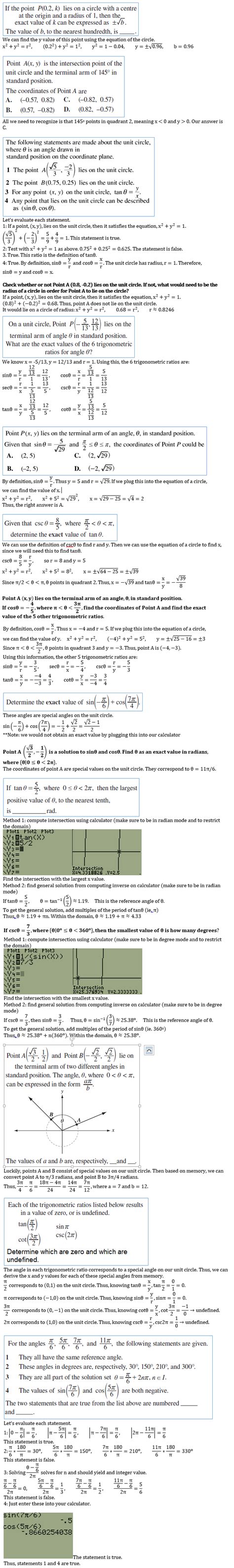 Unit Circle And Trigonometric Ratios Practice Problem Solutions Cbemath