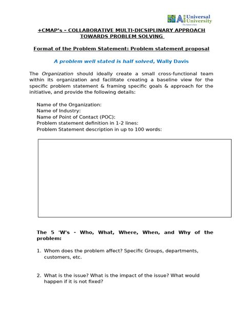 Problem Statement Format Cmaps Pdf
