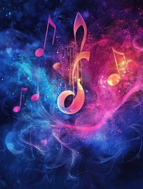 Floating Musical Notes On Abstract Colorful Background For Music Promotion Stock Image Image