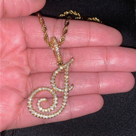 Gold Cursive J Initial Necklace Rope Chain In 2024 Initial Necklace