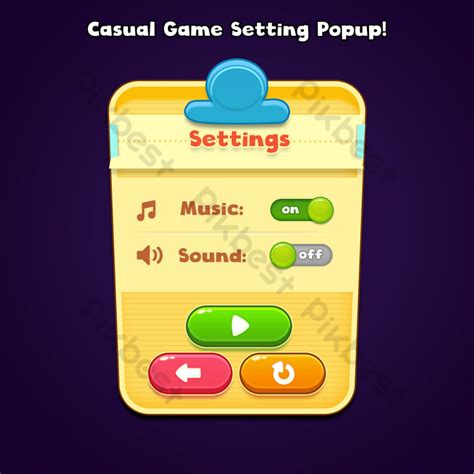 Premium Game Setting Ui Panel For Games Popup 2d Art Ui Psd Free