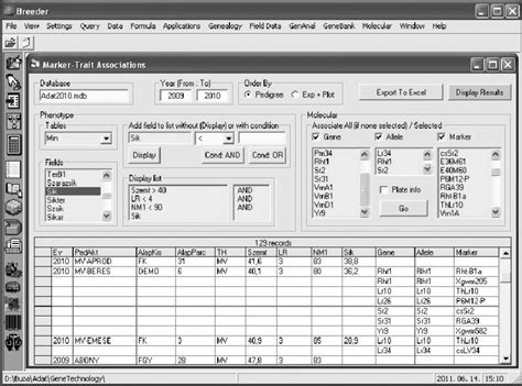Screenshot Of Marker Trait Associations Example Download Scientific