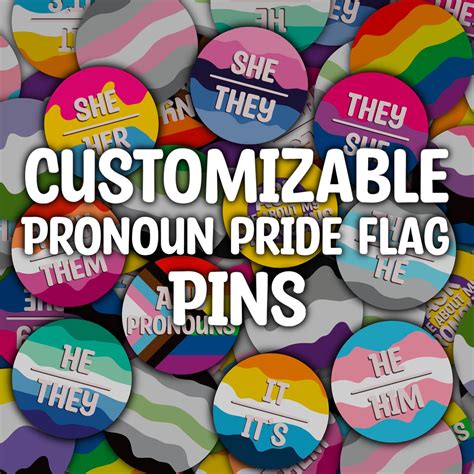 Customizable Pride Flag And Pronoun Pin Back Button Etsy Canada