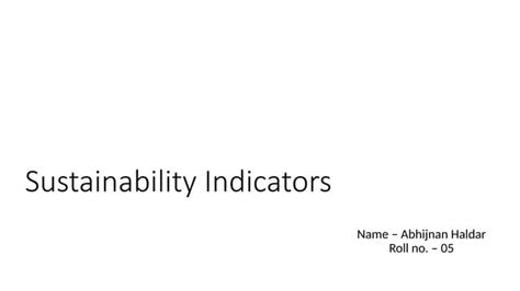 Sustainability Indicators Environment Pptx