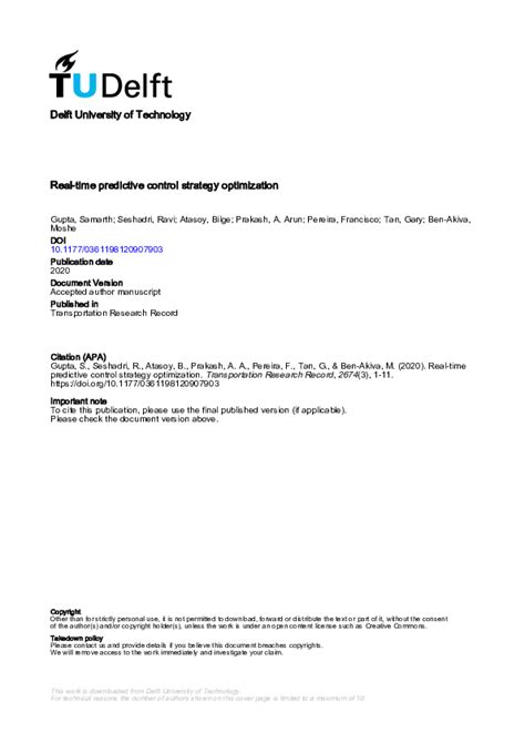 Pdf Delft University Of Technology Real Time Predictive Control Strategy Optimization