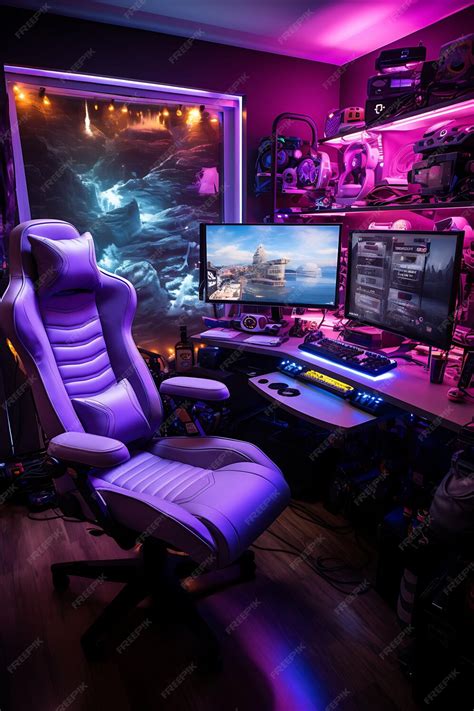 Premium Photo Backdrop Of Sci Fi Gaming Setup Review Room Gaming