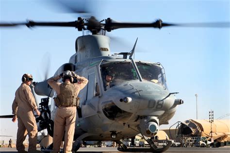 Us Marines Pilots Prepare A Uh 1y Venom Utility Helicopter For Flight