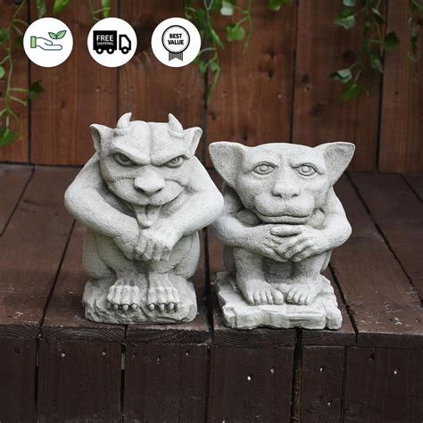 Cheap Garden Ornaments Stone Cast Statues Horned Gargoyle