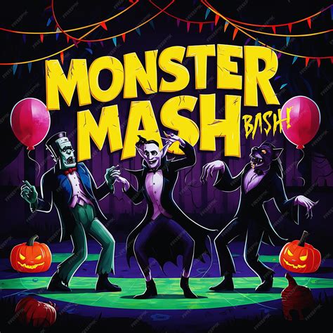 Monster Mash Bash Classic Halloween Monsters Frankenstein Dracula