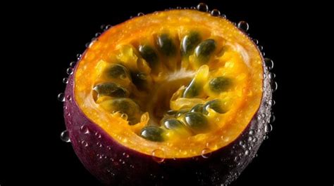 Premium Ai Image Fresh Passionfruit On Dark Background Tropical Fruit