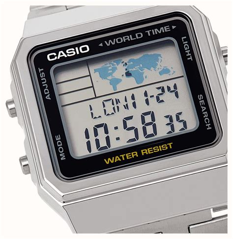 Casio Digital World Timer 34mm Digital Dial Stainless Steel A500wea