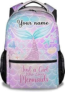 Aiomxzz Personalized Mermaid School Backpack For Girls 16