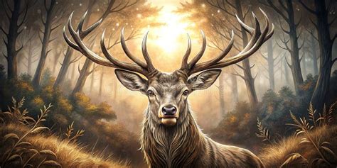 Majestic Stag A Timeless Wildlife Illustration Graced With Elegant