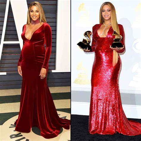 Pregnant Ciara Wears Look Alike Red Beyonce Dress For Oscars 2017 Us Weekly