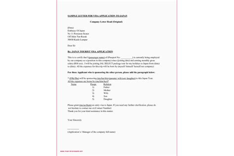 Sample Letter Request For Multiple Entry Visa Japan