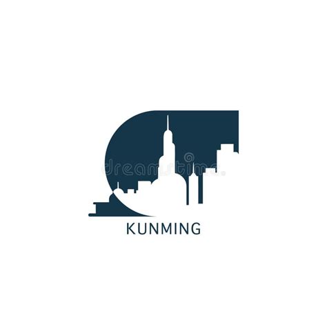 Kunming Vector Icon With Skyline Panoramic View City Shape China Landmarks Logo Stock Vector
