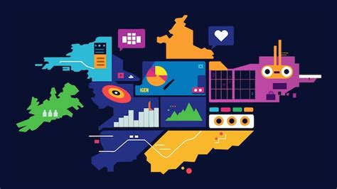 A Map Divided Into Sections Representing The Different Regions And Genres Of Electronic Dance