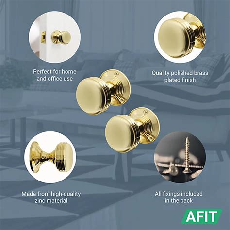 Afit Polished Brass Door Knobs Internal Door Knob Victorian Lined Range