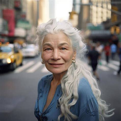 Premium Ai Image Generative Ai Grey Hair Mature Woman Portrait