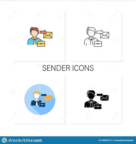 Sender Icons Set Stock Vector Illustration Of Glyph 250807573