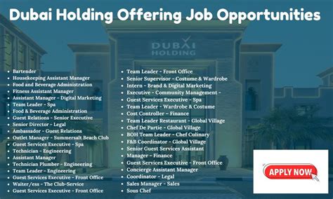 Dubai Holding Group Jobs Openings Bartender Housekeeping Assistant