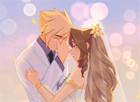 Safebooru Aerith Gainsborough Blonde Hair Bridal Veil Brown Hair