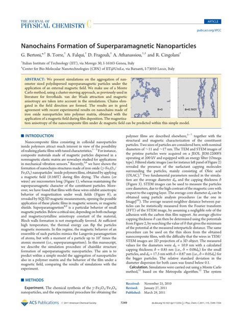 Pdf Nanochains Formation Of Superparamagnetic Nanoparticles Dokumen
