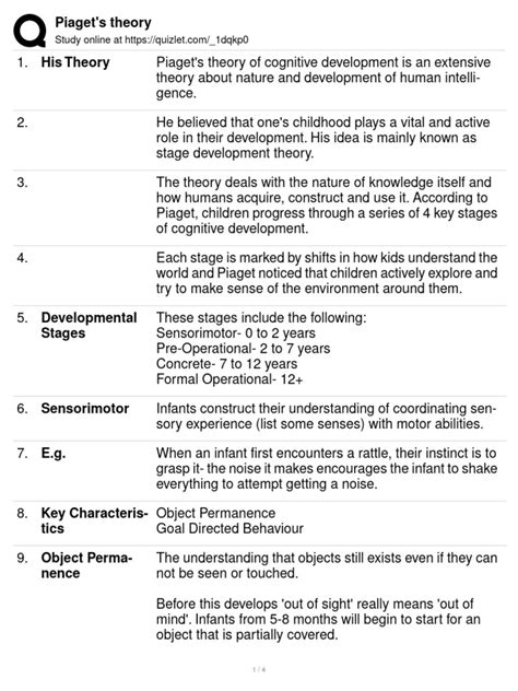 Piagets Theory Pdf Thought Cognitive Development