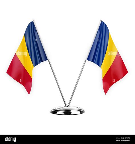 Two Table Flags Isolated On White Background 3d Illustration Chad And