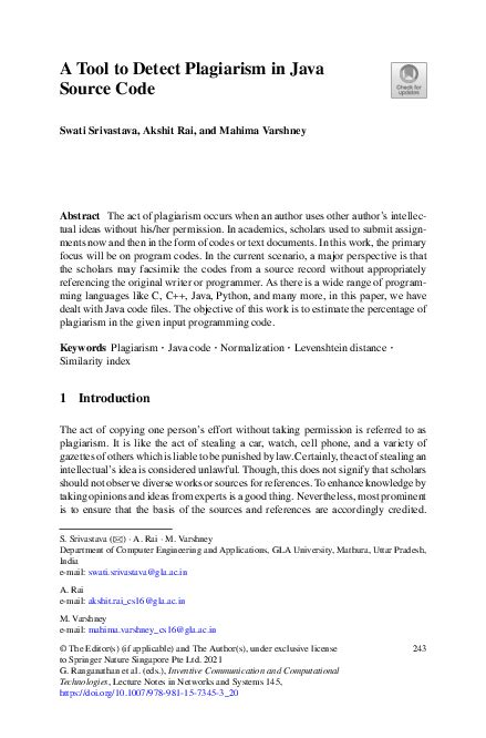 Pdf A Tool To Detect Plagiarism In Java Source Code