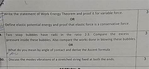 Write The Statement Of Work Energy Theorem And Proof It For Variable Forc
