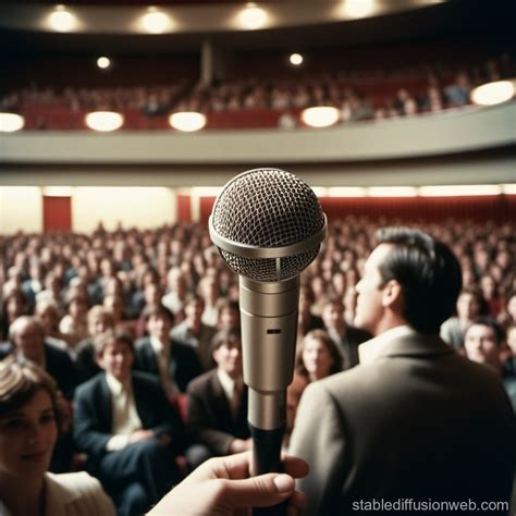 Microphone In Front Of Captivated Audience Stable Diffusion Online