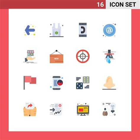 Set Of 16 Commercial Flat Colors Pack For Shop Email Communication Contact Address Editable Pack