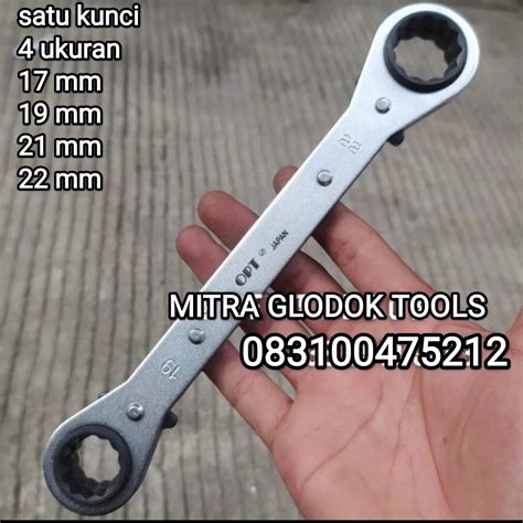 Kunci Ring Kombinasi Ukuran 17 × 19 × 21 × 22 Mm Kunci Rachet 4 Way Opt